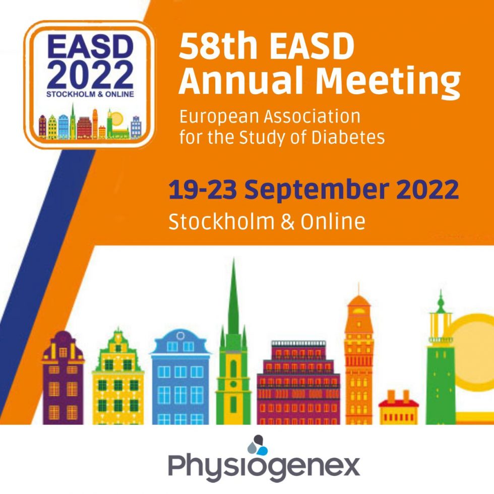 Physiogenex to exhibit at booth#D04 and deliver 2 oral presentations at EASD 2022 in Stockholm ...